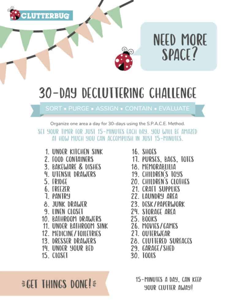 30 Day Decluttering Challenge - Clutterbug
